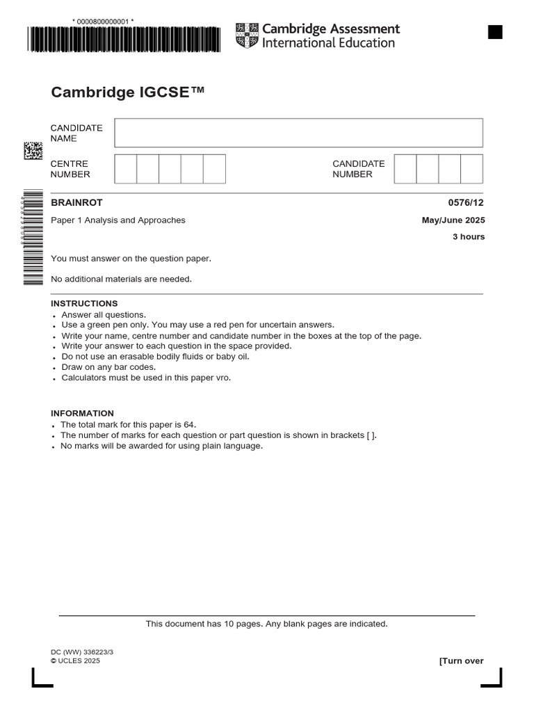 Cambridge IGCSE Paper 1 Guide | PDF