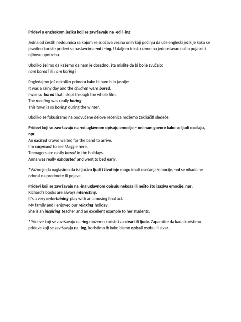 Ed and - Ing Adjectives | PDF