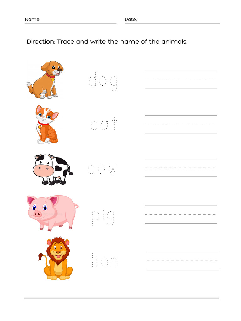 Animal Tracing Worksheet | PDF