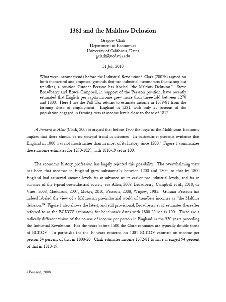 1381 and The Malthus Delusion | PDF | Domestic Worker | Taxes