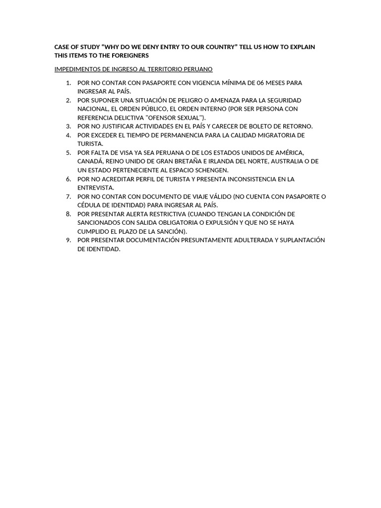 Case of Study 1 "Why Do We Deny Entry To Our Country" | PDF