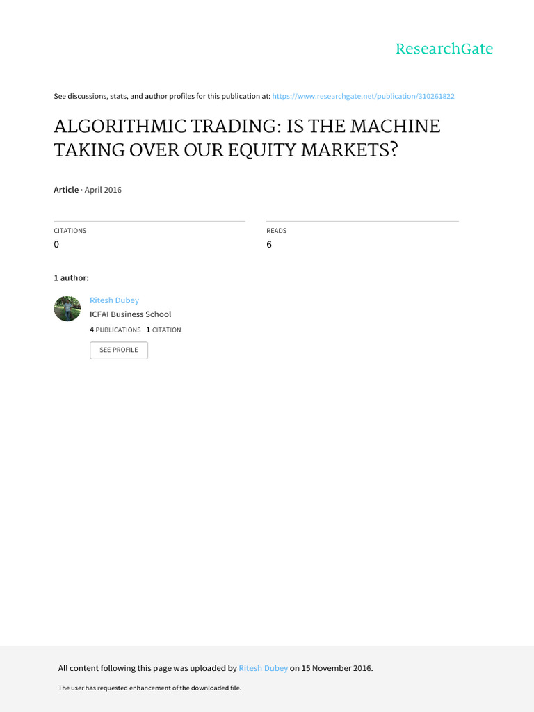 Algorithmic Trading Impact on Markets | PDF | Algorithmic Trading ...