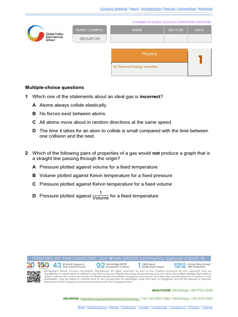 Ideal Gas Physics Questions and Answers | PDF | Gases | Temperature