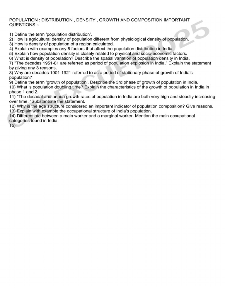 Population Distribution, Density, Growth & Composition | PDF