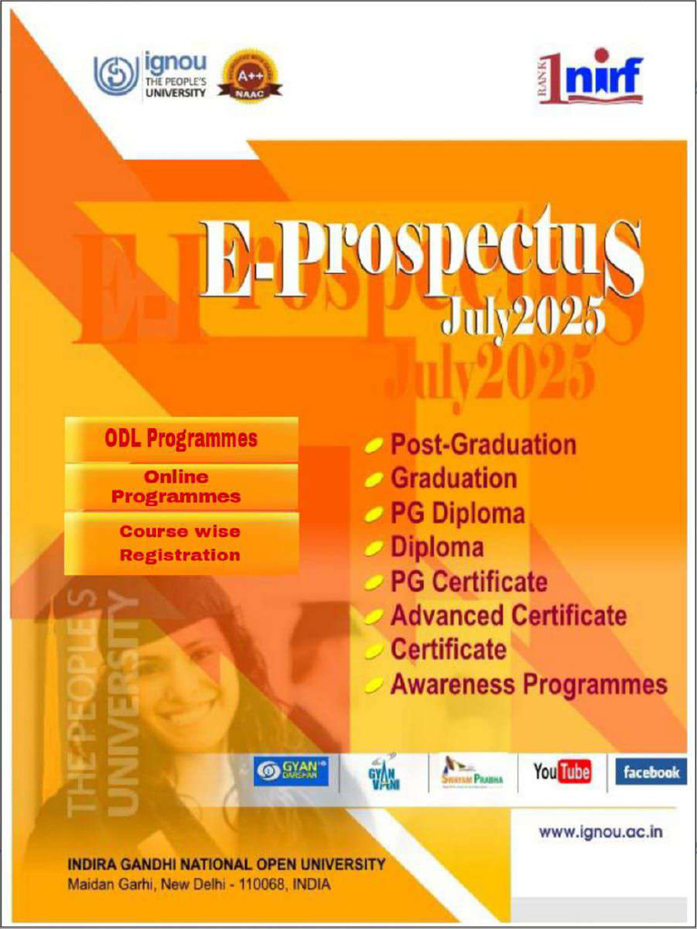 IGNOU Common Prospectus July 2025 | PDF | Academic Degree ...
