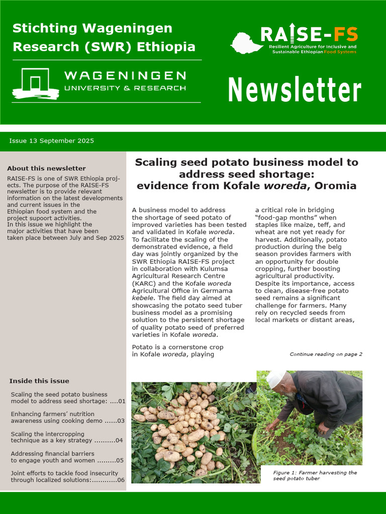 RAISE-FS Newsletter Issue 13th | PDF | Agriculture | Food Security