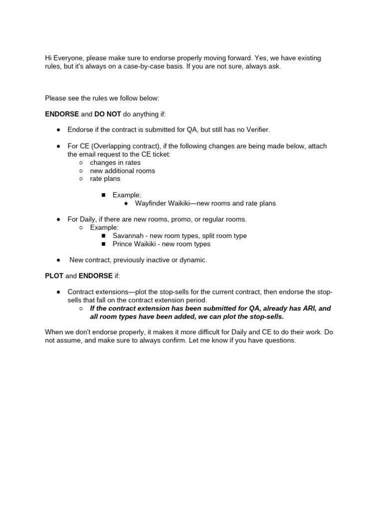 Proper Document Endorsement Guidelines | PDF