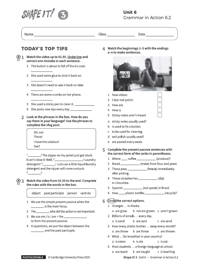 Grammar in Action 6.2 Shape It 3 | PDF