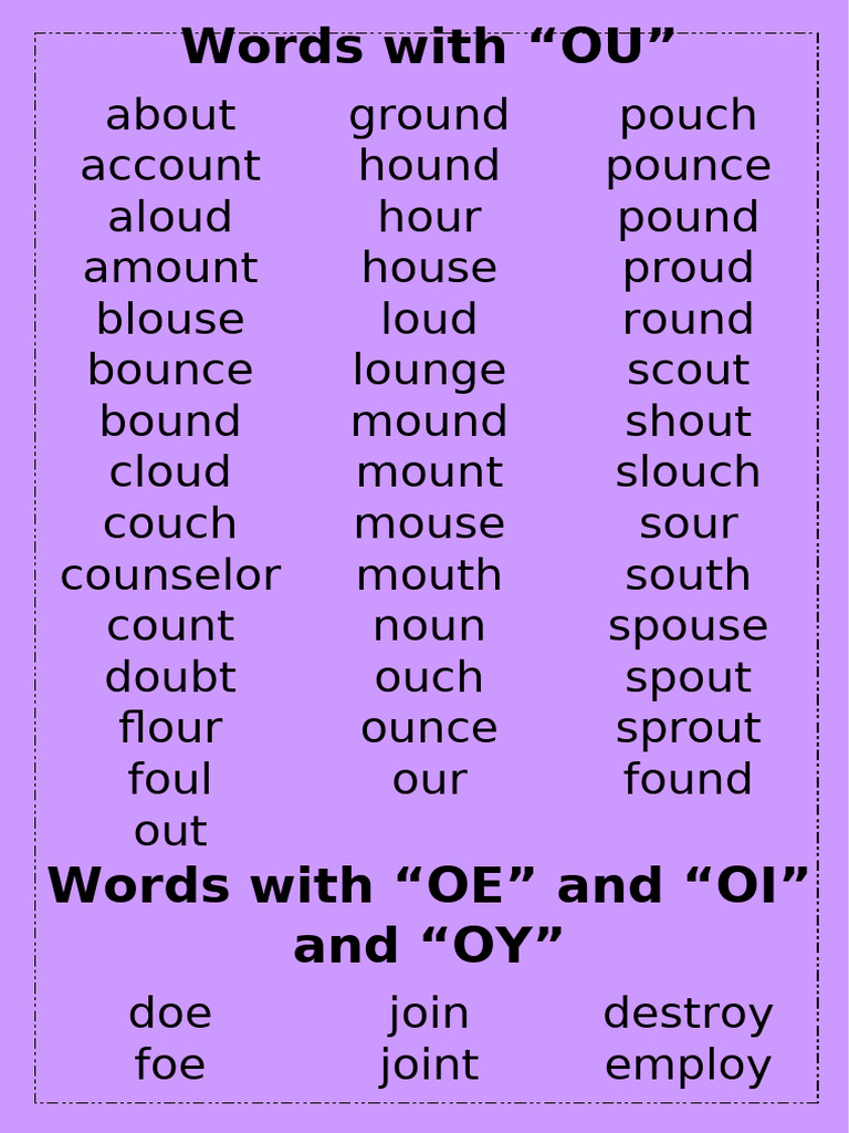 Words With OU | PDF