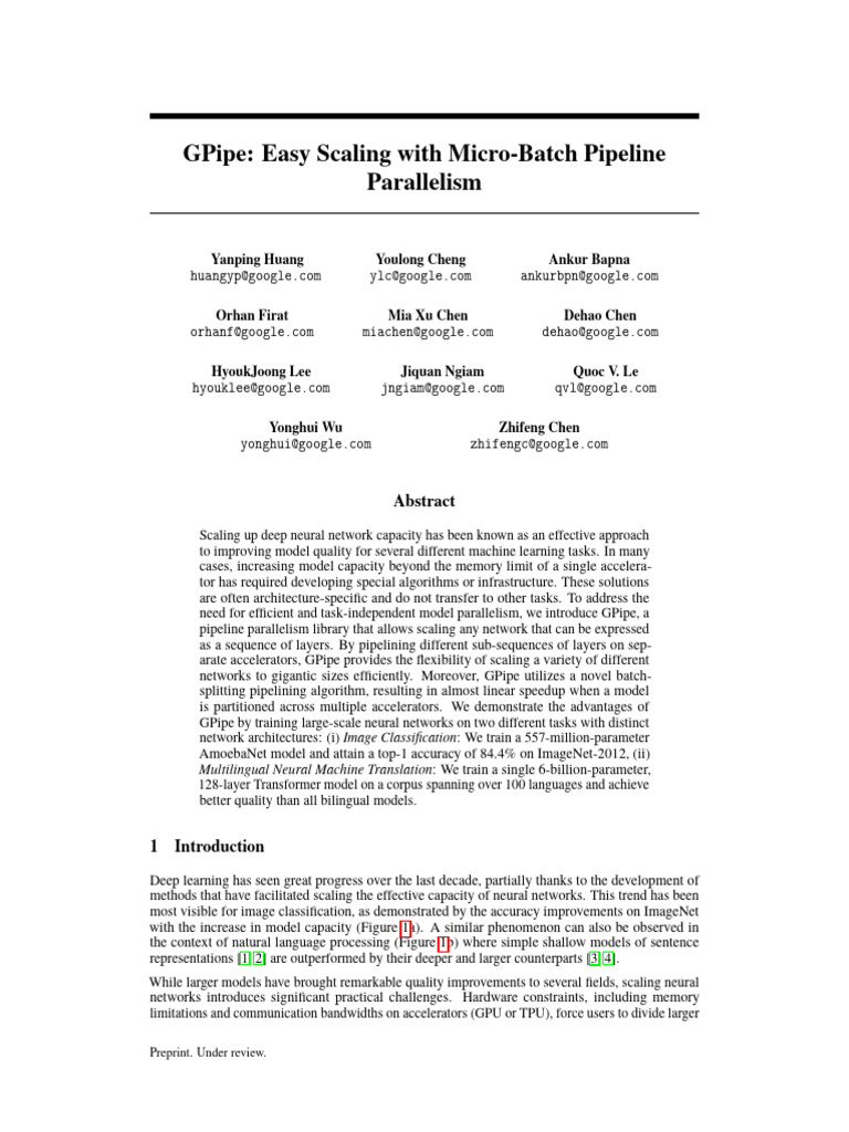 GPipe Easy Scaling With Micro-Batch Pipeline Parallelism | PDF ...
