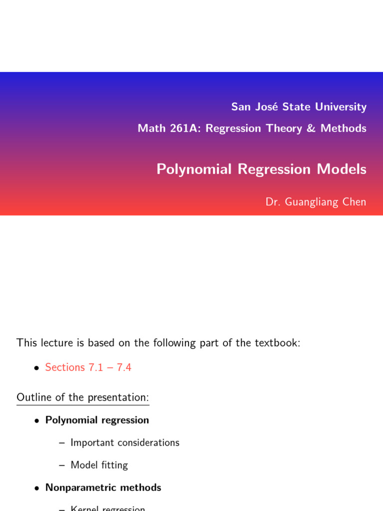 Ch7slides Polynomial Regression | PDF | Regression Analysis ...