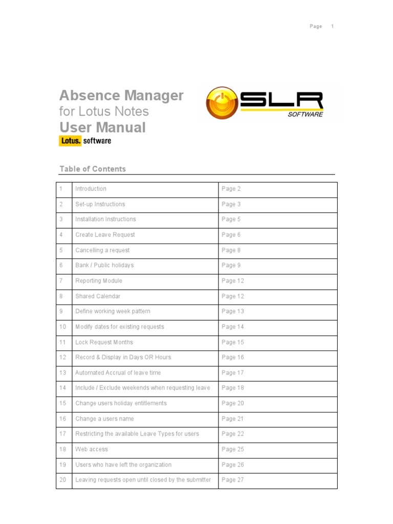 Absence Manager Installation and User Guide | PDF | Ibm Notes ...