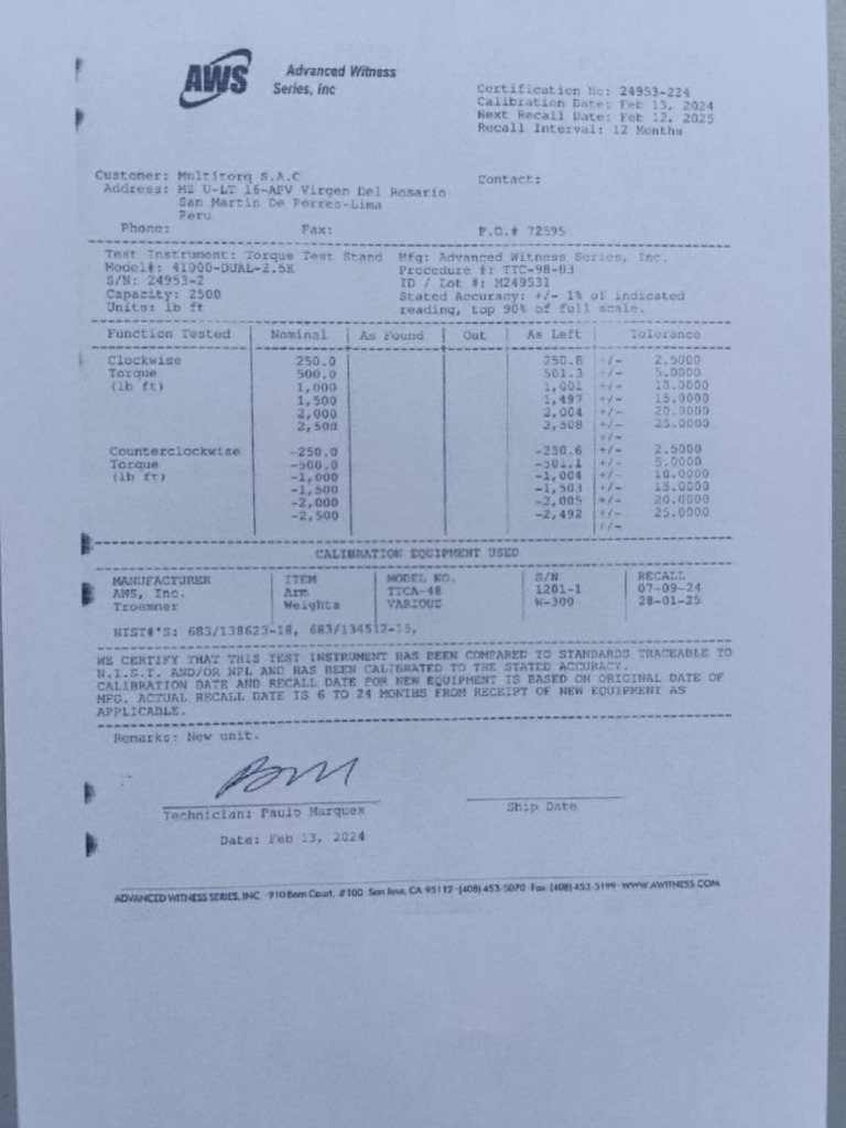 Certificados Transductor Dual 24953-224 | PDF