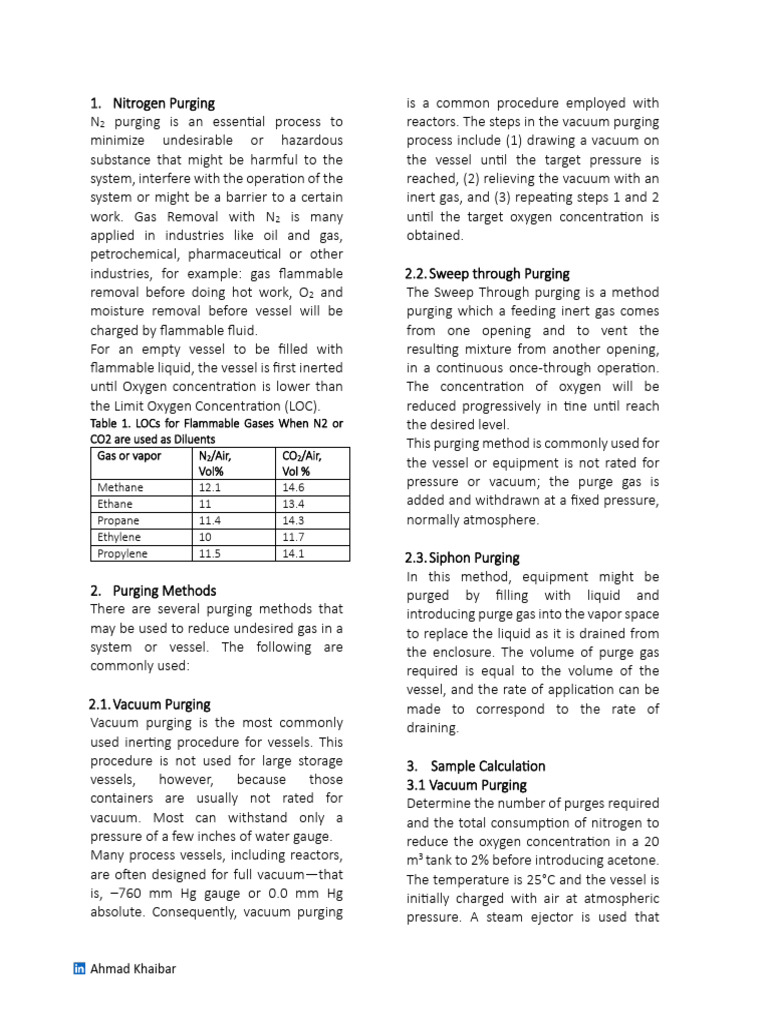 Nitrogen Purging Process in Oil and Gas Industry | PDF | Vacuum | Oxygen