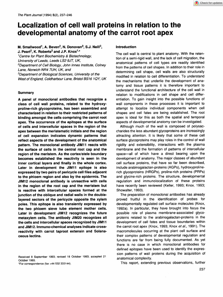 The Plant Journal - February 1994 - Smallwood - Localization of Cell ...