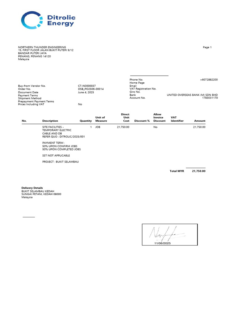 Temporary Electric Cable Invoice Details | PDF | Invoice | Receipt