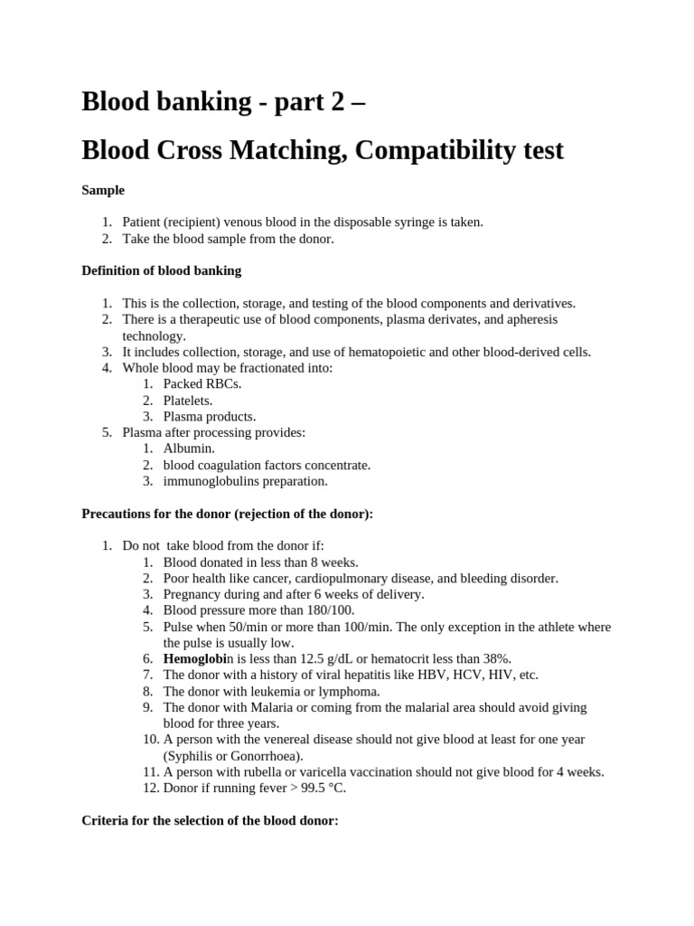 Blood Cross Matching - Compatibility Test | PDF | Blood Donation | Blood