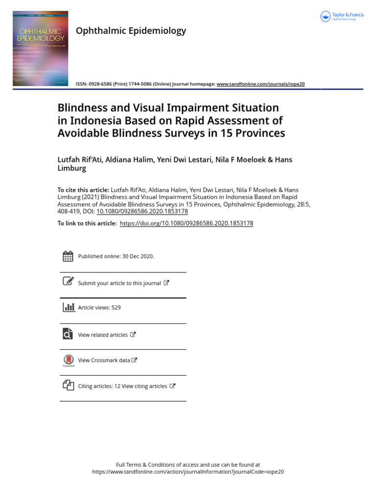 Blindness and Visual Impairment Situation in Indonesia Based on Rapid ...