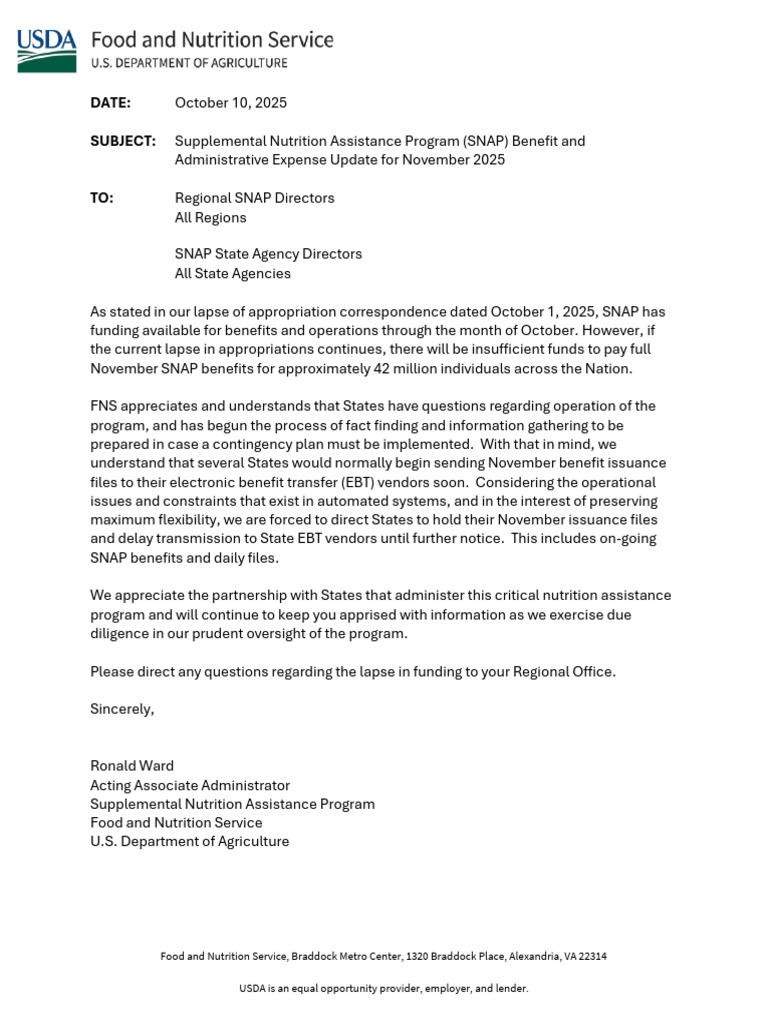 November 2025 SNAP Benefits Update | PDF