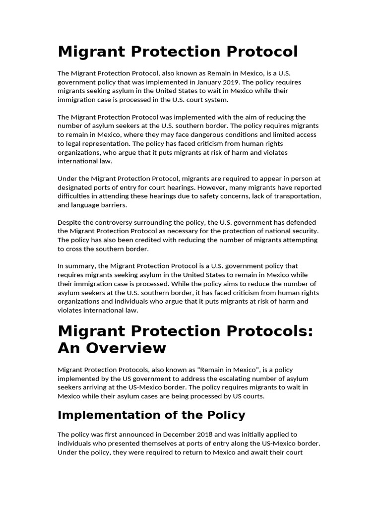 Overview of Migrant Protection Protocols | PDF | Asylum Seeker | Mexico ...