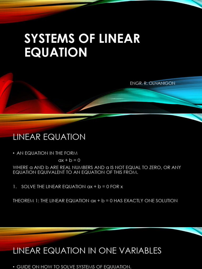 Systems of Linear Equation and Quadratic | PDF | Equations | Abstract ...