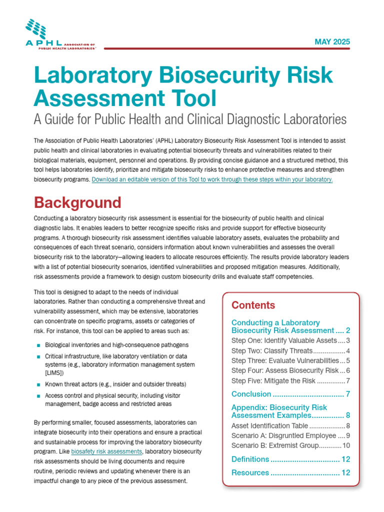 Laboratory Biosecurity Risk Assessment Guide | PDF | Computer Security ...