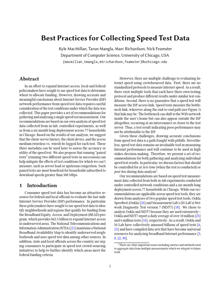 Speed Test Data Collection Best Practices | PDF | Wi Fi | Internet