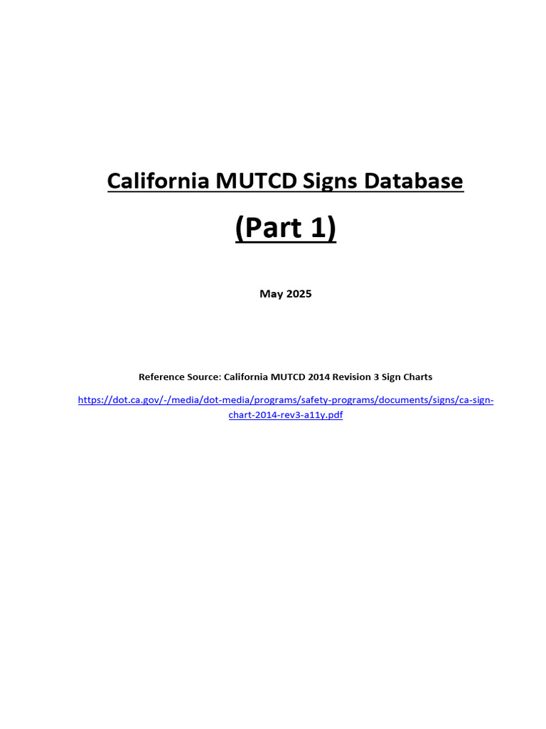 California MUTCD Sign Codes Database | PDF | Traffic | Pedestrian Crossing