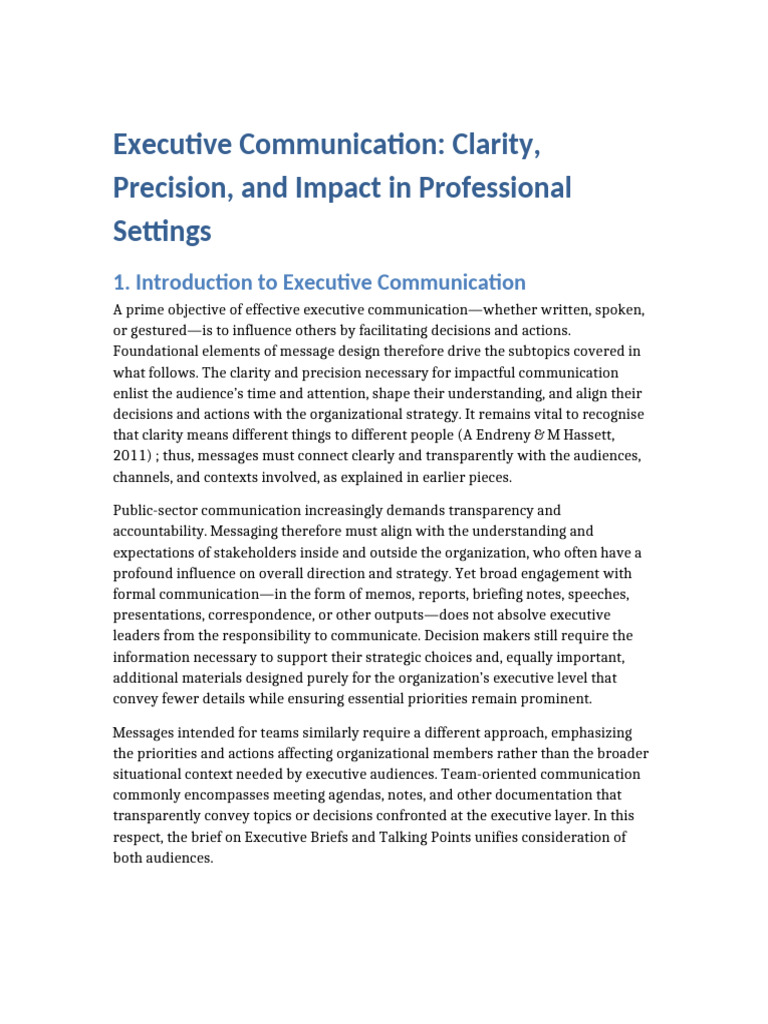 Executive Communication - Clarity, Precision, and Impact in ...