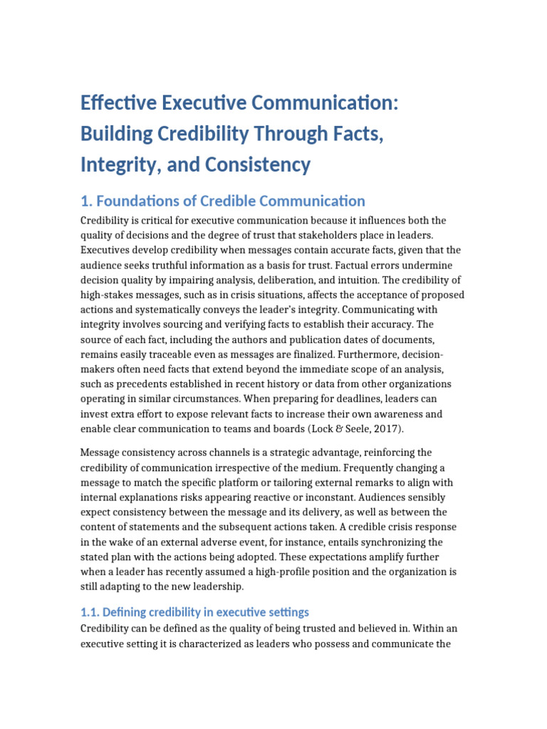 Effective Executive Communication - Building Credibility Through Facts ...