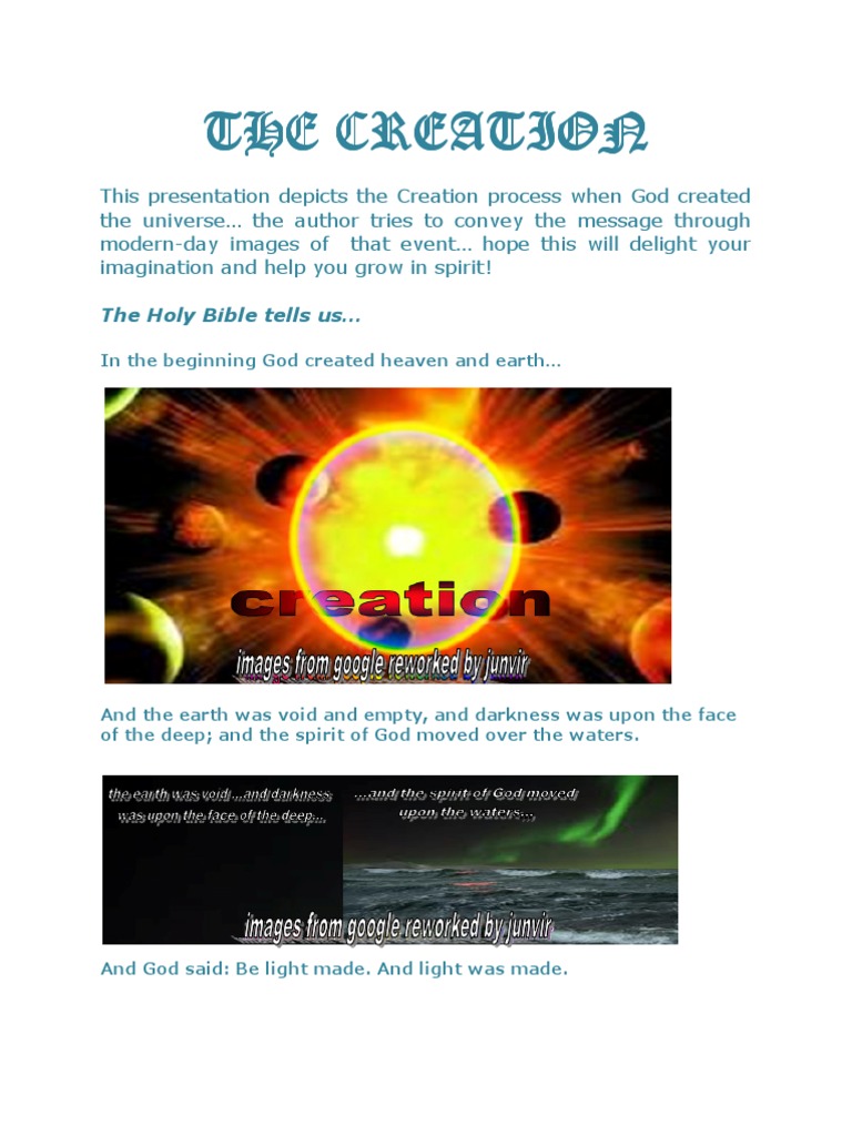 THE THE THE The Creation Creation Creation Creation: The Holy Bible ...