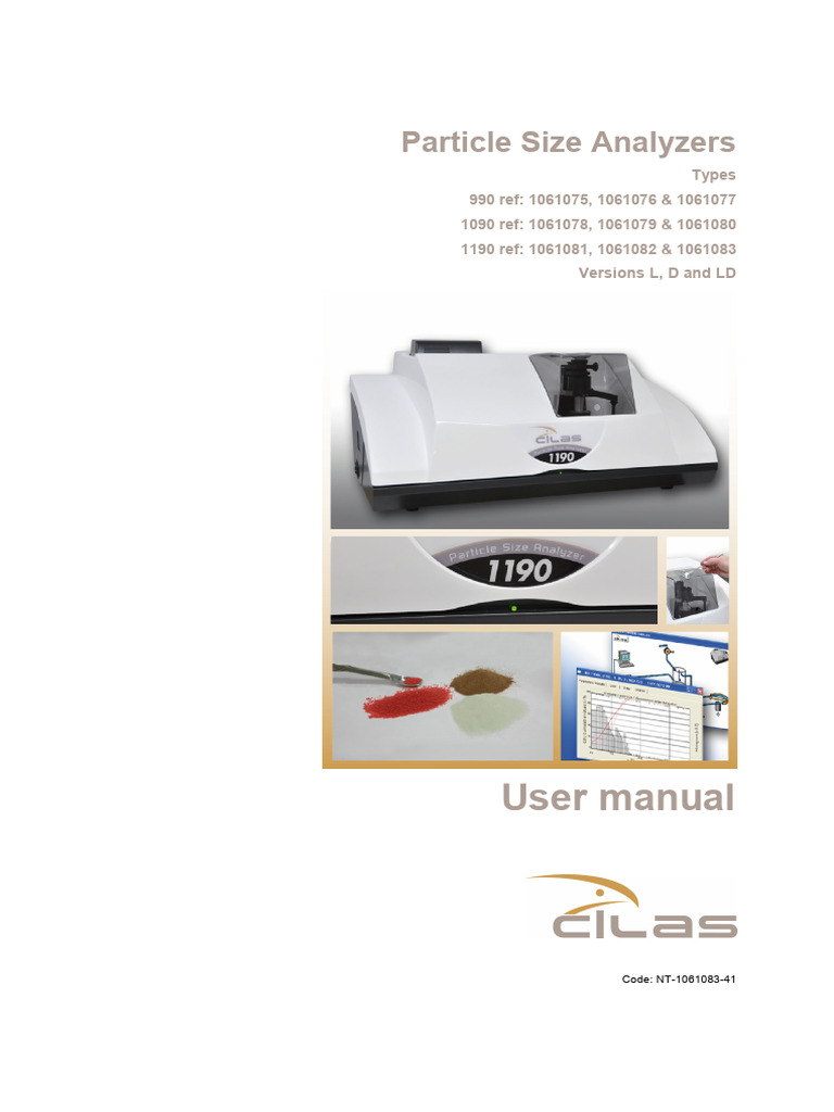 CILAS Particle Size Analyzer Manual | PDF | Ultrasound | Safety