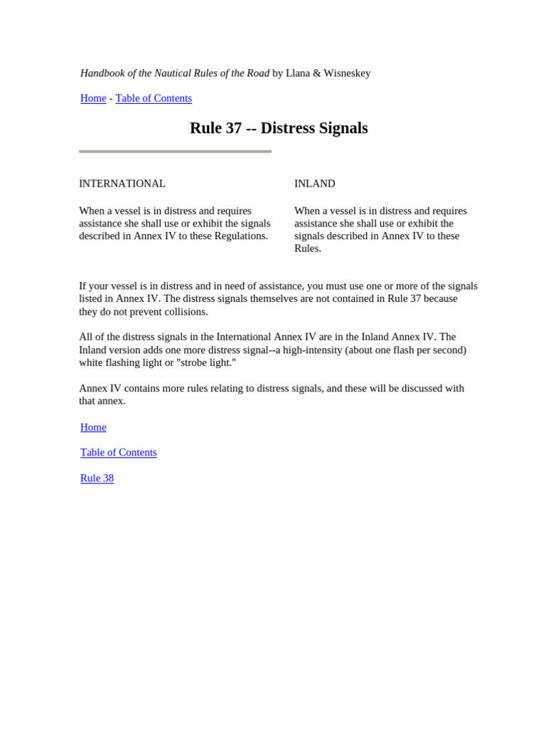 Rule 37: Distress Signal Guidelines | PDF