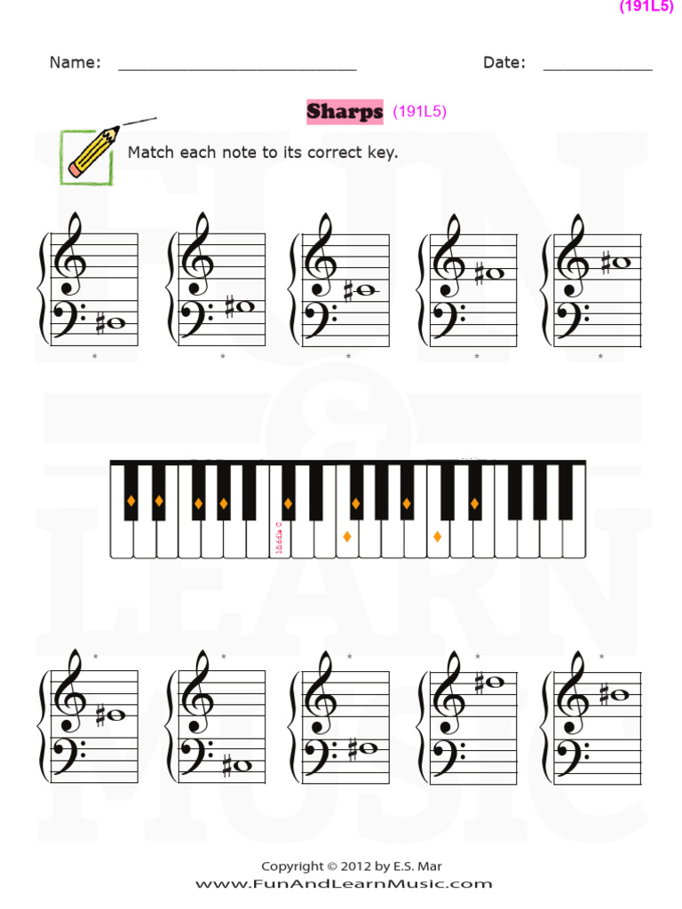 191 - Music Worksheet - Sharps | PDF