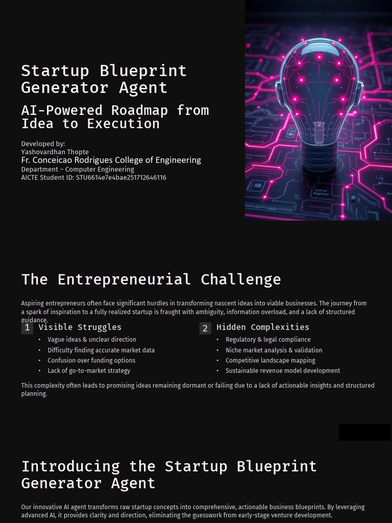 Startup Blueprint Generator Agent | PDF | Startup Company | Small ...