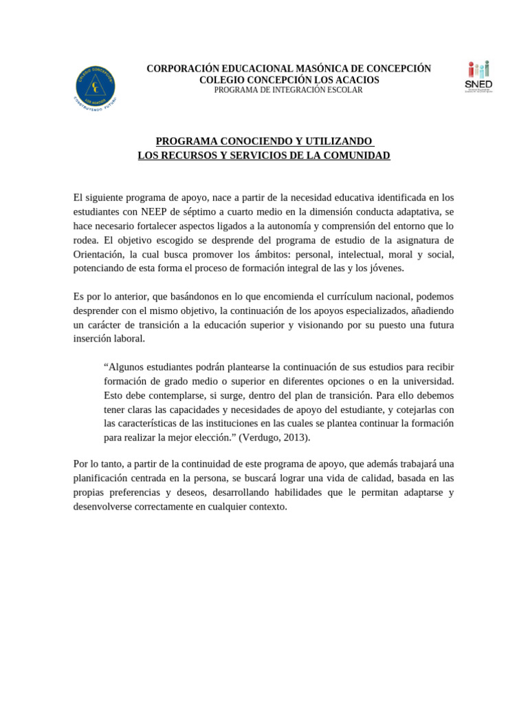 Proyecto Conociendo y Utilizando Los Recursos y Servicios de La ...