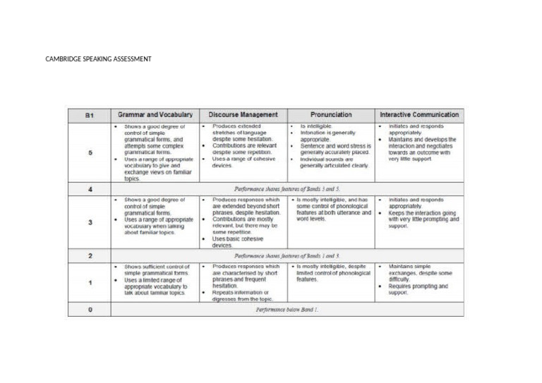 Cambridge Speaking Assessment | PDF
