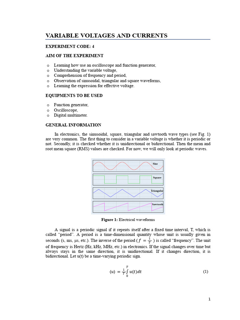 Variable Voltages and Currents | PDF | Amplitude | Root Mean Square