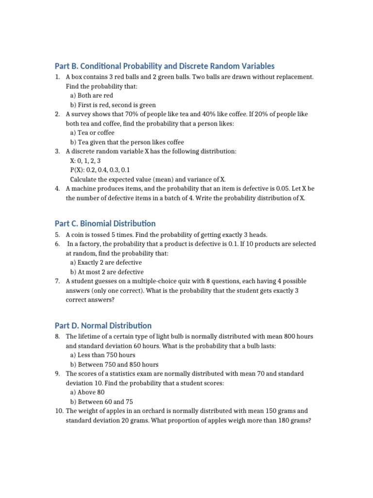 Probability Exercises Overview | PDF