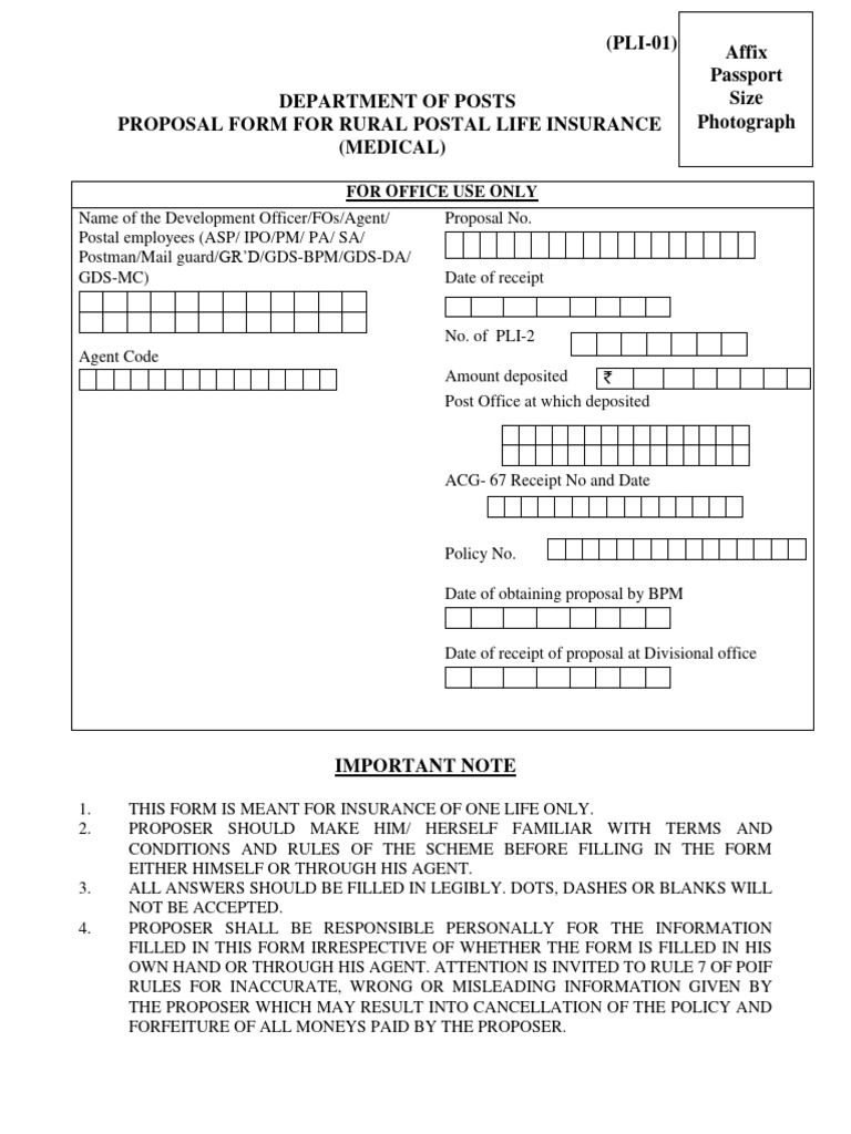 RPLI Insurance Proposal Form Guide | PDF | Insurance | Life Insurance