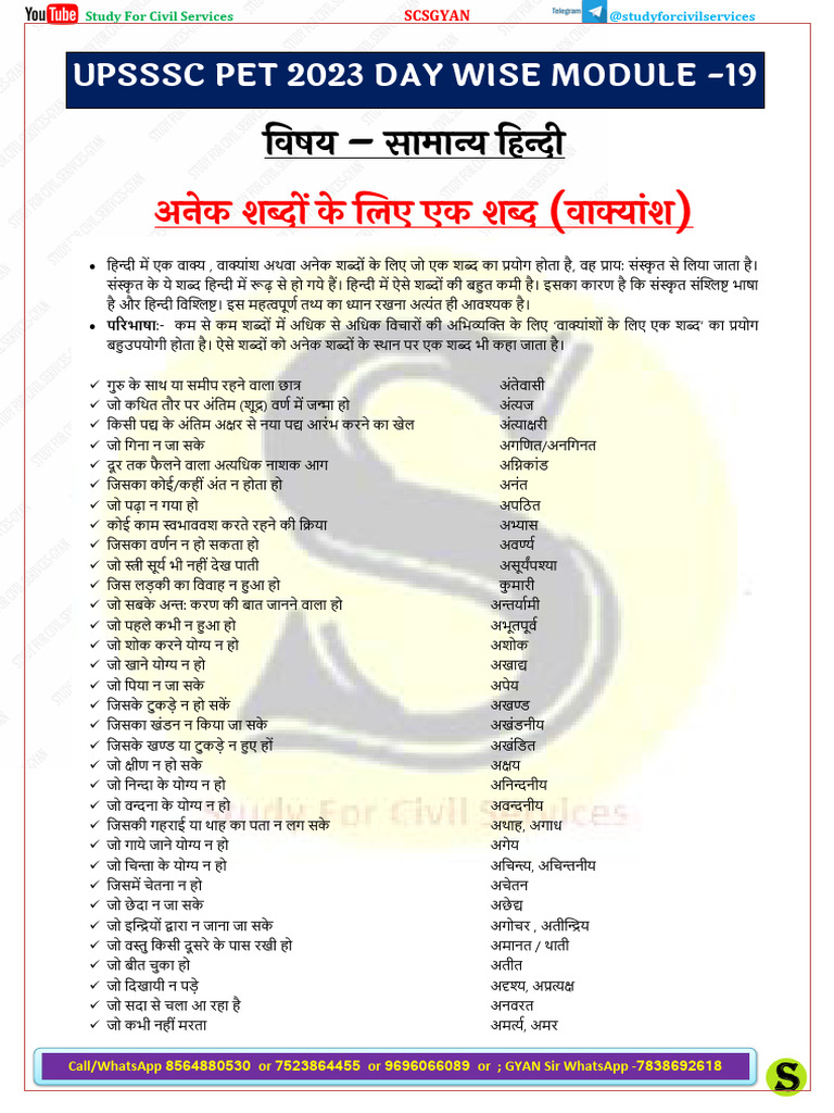 PET Hindi Notes Module | PDF