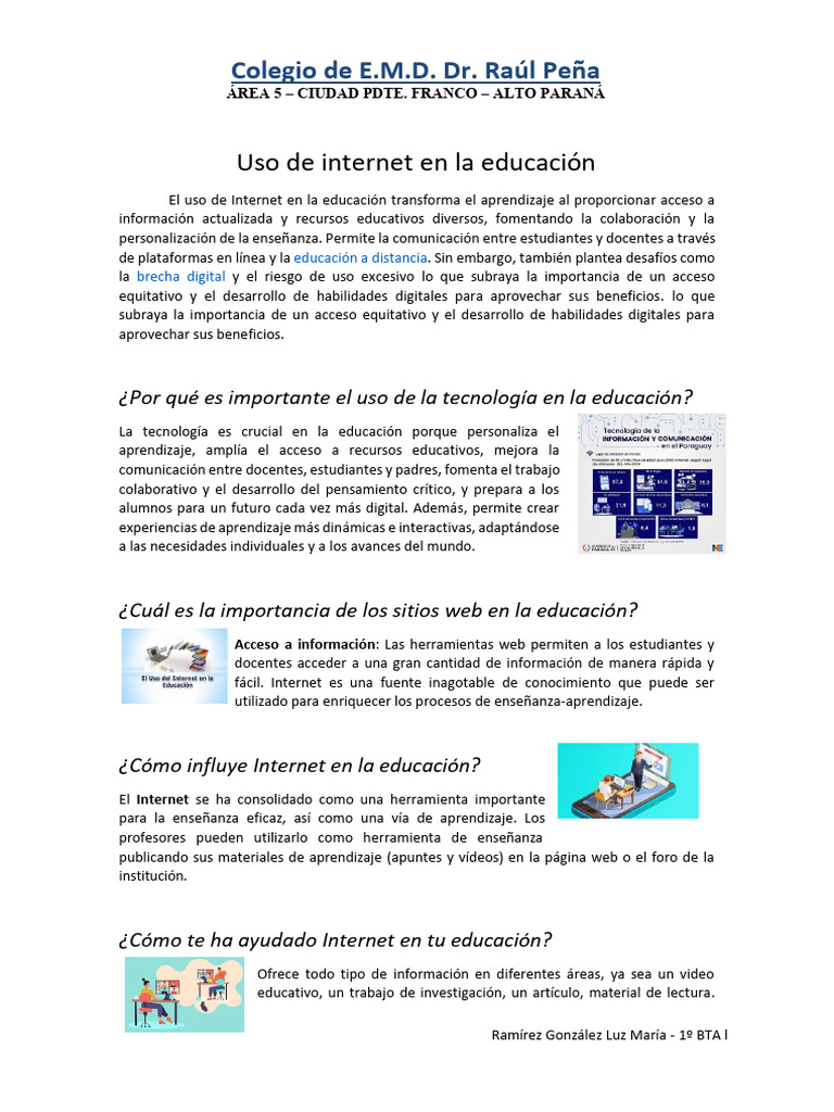 Uso de Internet en la Educación Actual | PDF | Informática | Enseñando