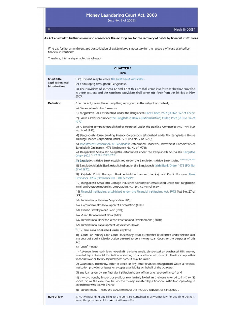 Money Loan Court Act 2003 | PDF