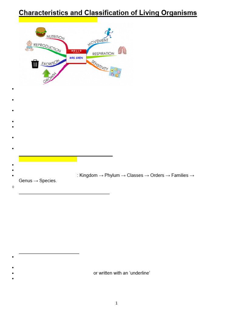 Characteristics and Classification of Life | PDF | Cell (Biology) | Leaf