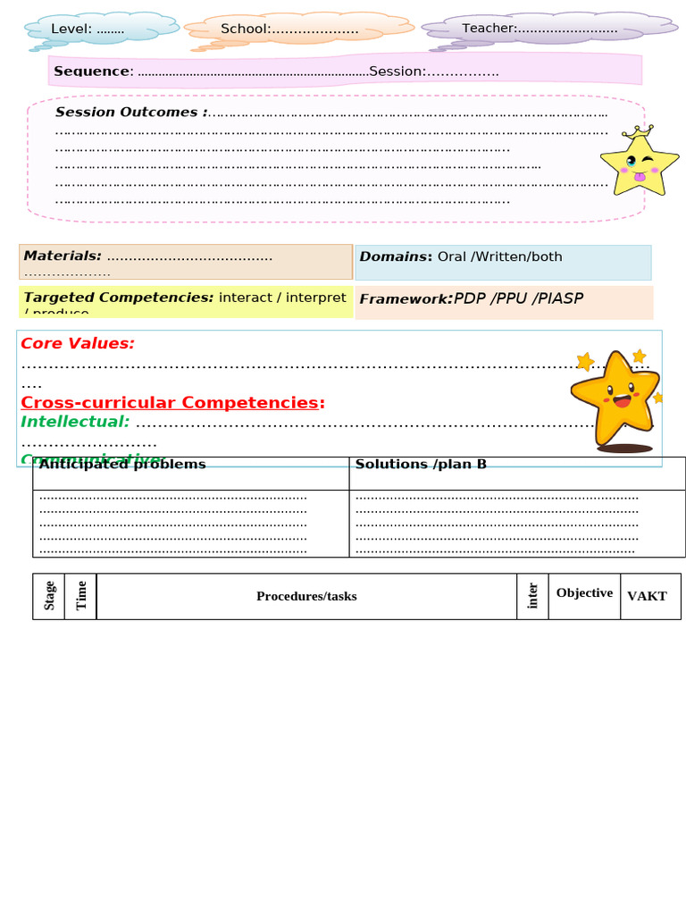 1 Ms Lesson Plan Template by Miss Nadjat Bellazreg | PDF