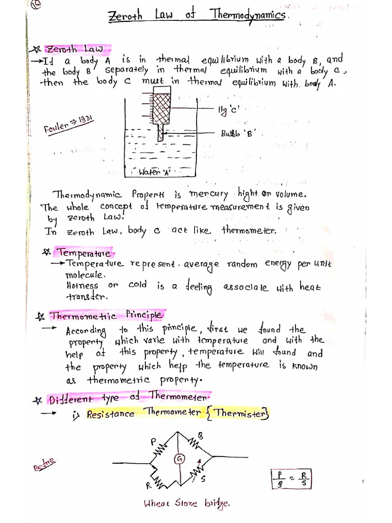 Zeroth Law of Thermodynamics | PDF