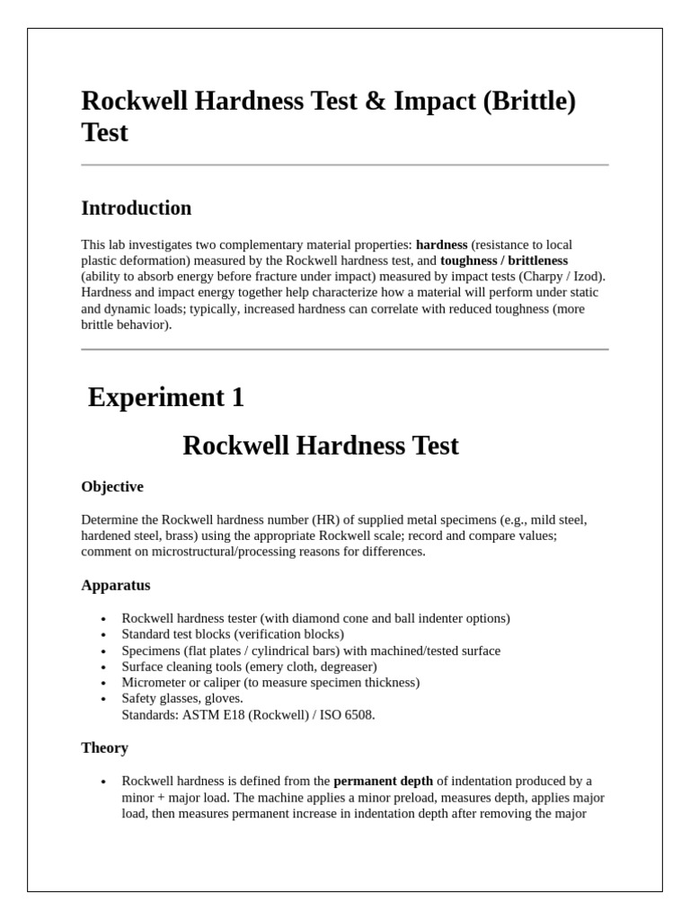 Rockwell Hardness Test Arfa | PDF | Hardness | Physical Sciences