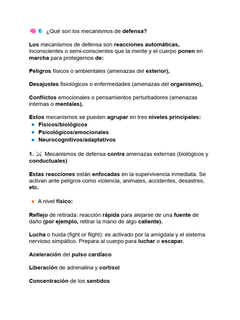 Mecanismos de defensa: tipos y funciones | PDF | Las emociones | Sicología