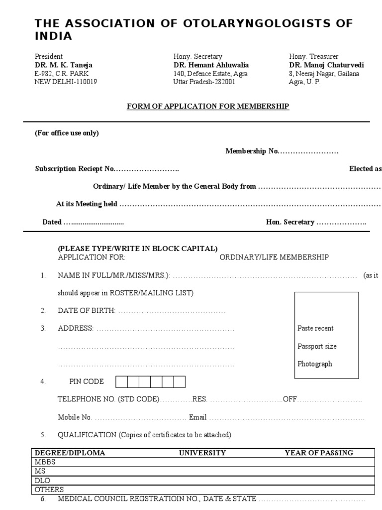Latest Aoi Membership Form | PDF | Health Care | Business