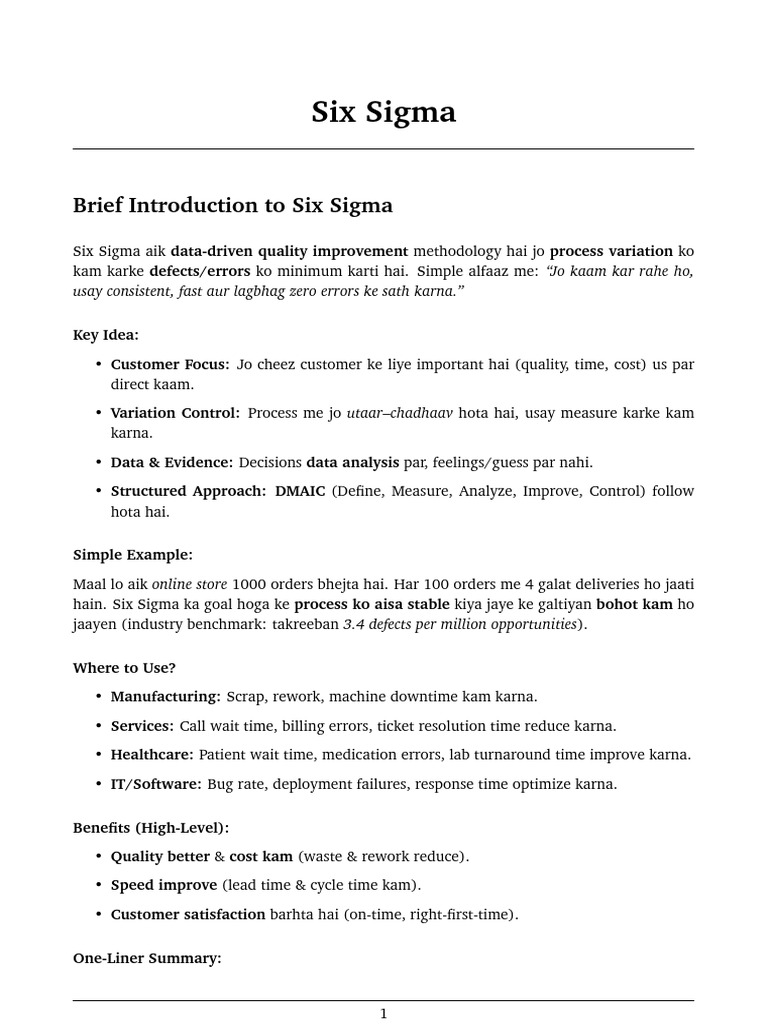 Six Sigma | PDF | Six Sigma | Business Process